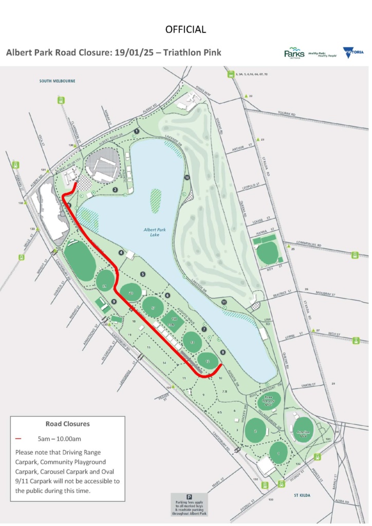 Tri Pink road and lane closures Sunday 19 January - State Sport Centres